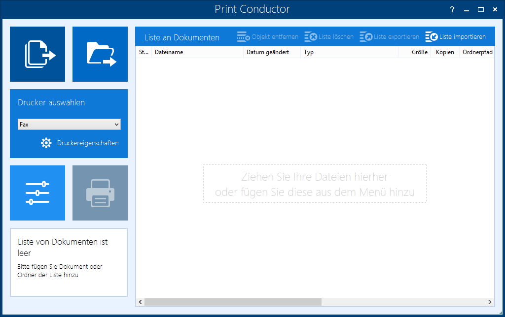 Übersicht - Print Conductor